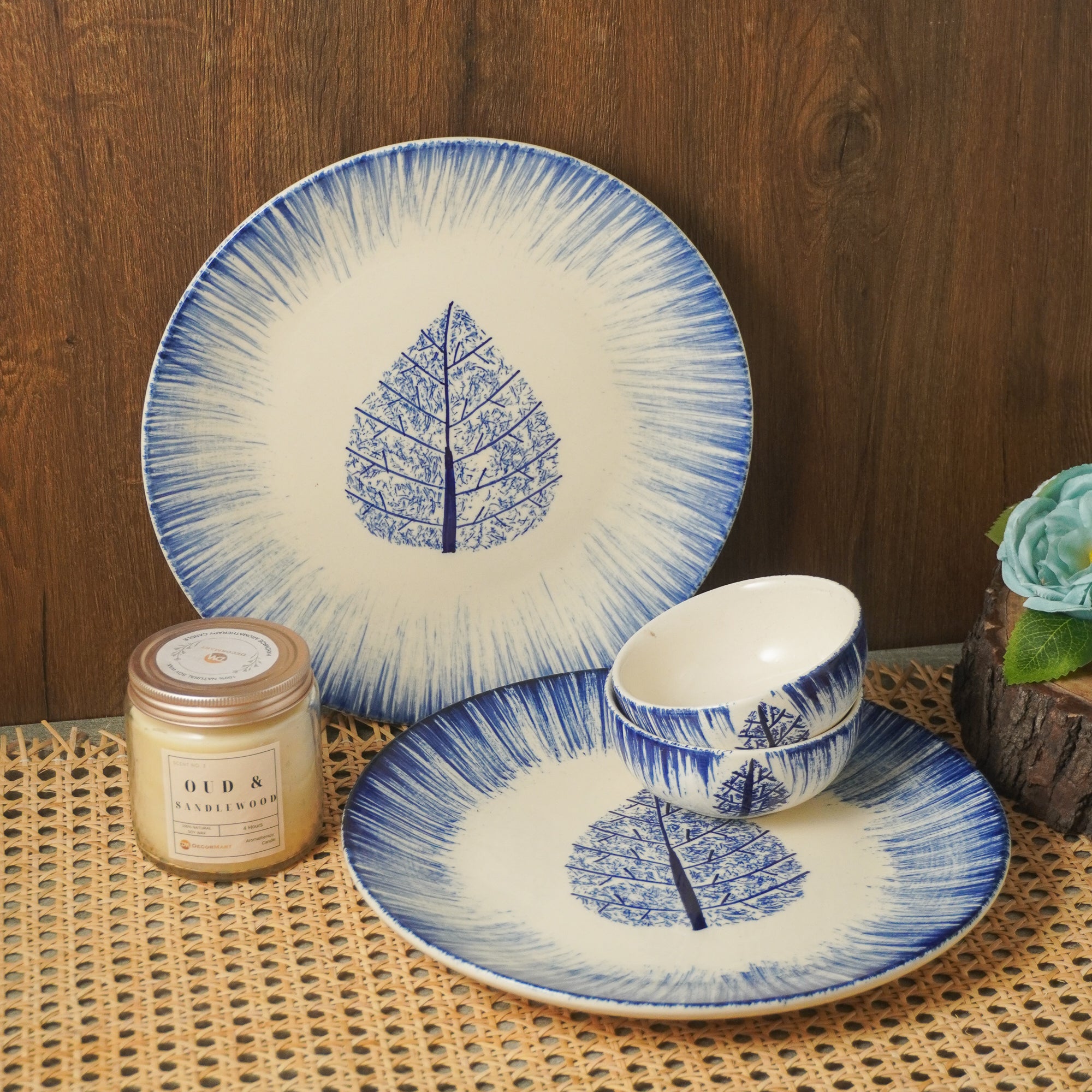 Candlelight Dinner Set (2 Dinner Plates + 2 Bowls + Scented Candle Jar ...