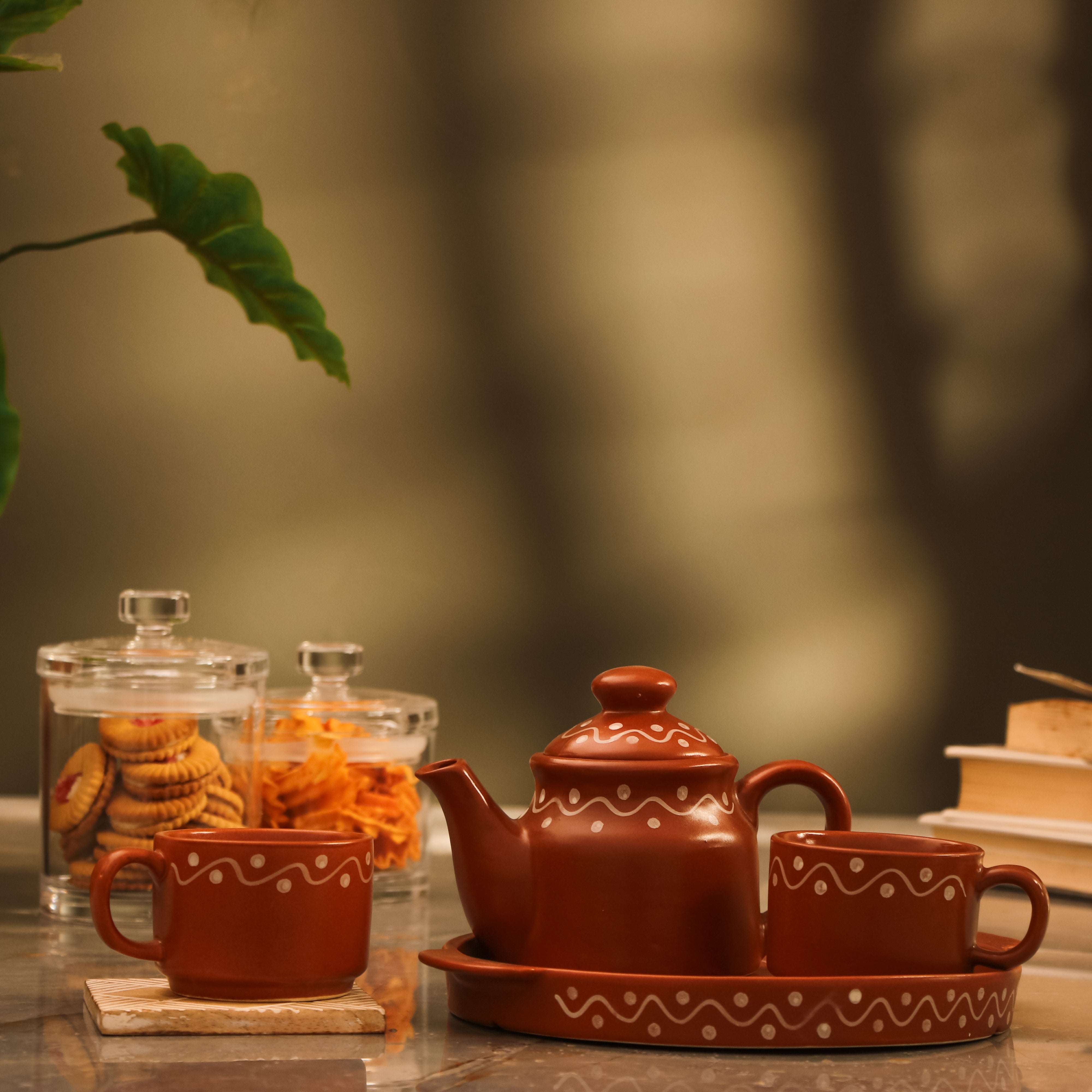 Terracotta Finished Ceramic Tea Set – The Decor Mart