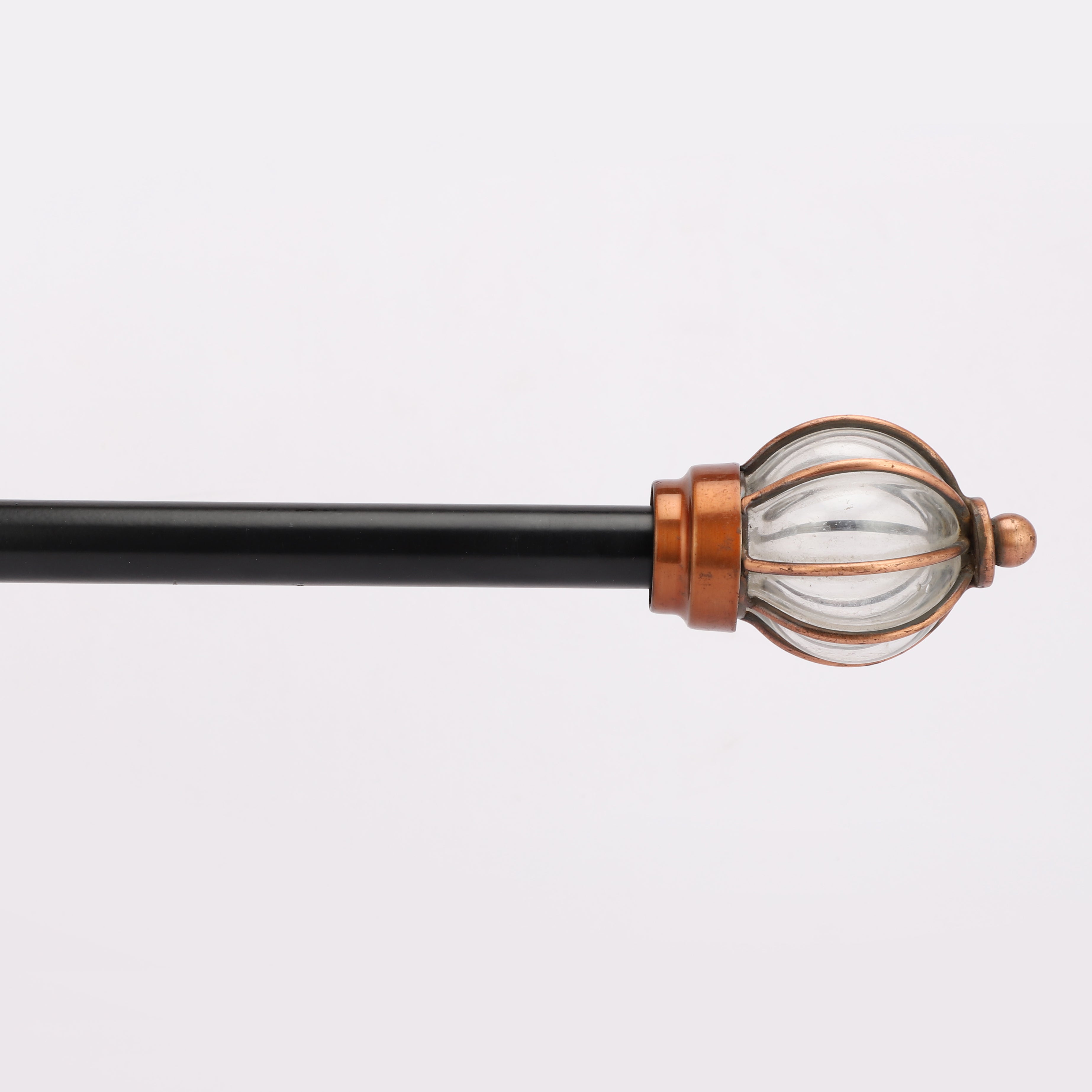Glass Metal Royal Finial Extendable Curtain Rod Black 19MM (Hardware I ...
