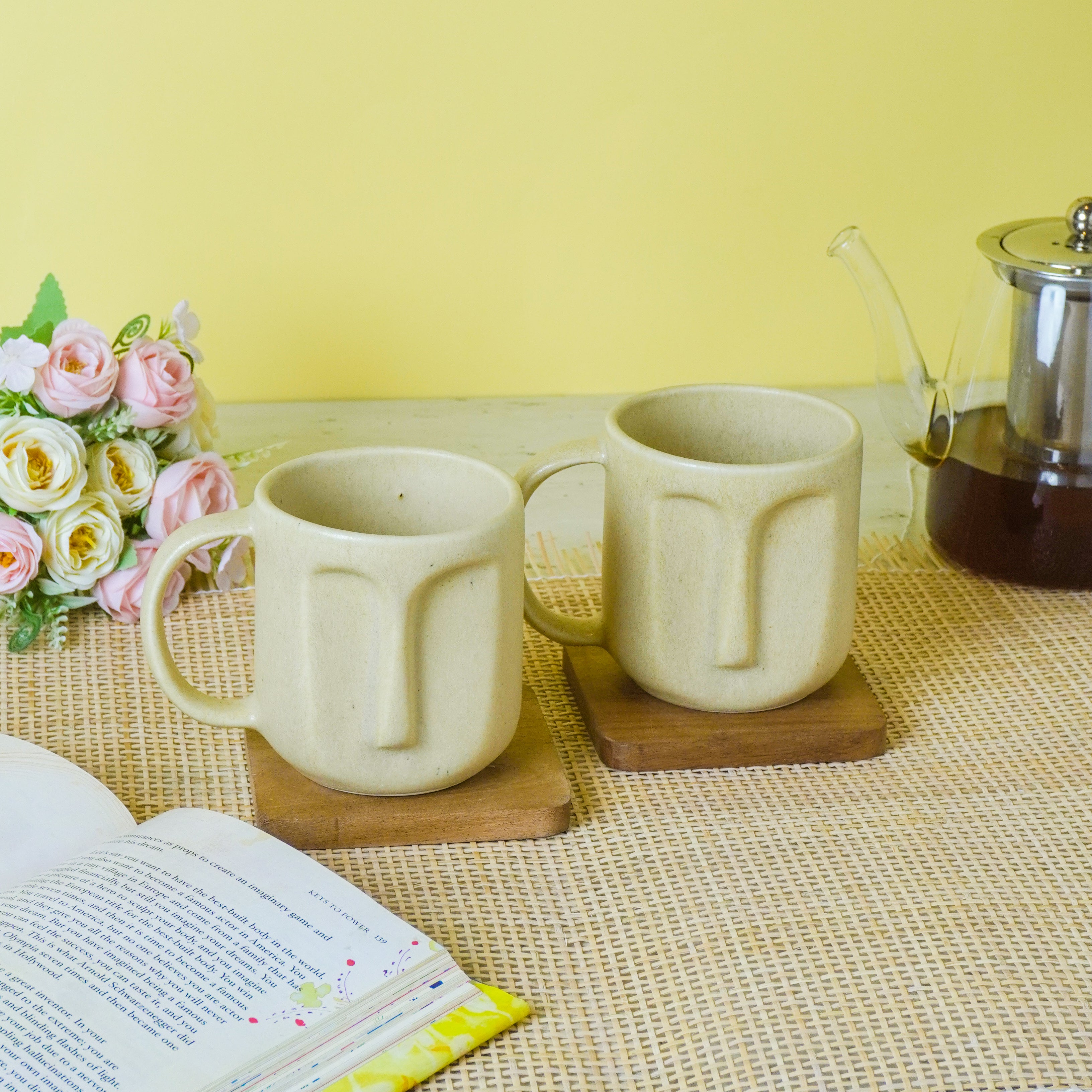 Beige Ceramic Face Mug Set of 2 – The Decor Mart