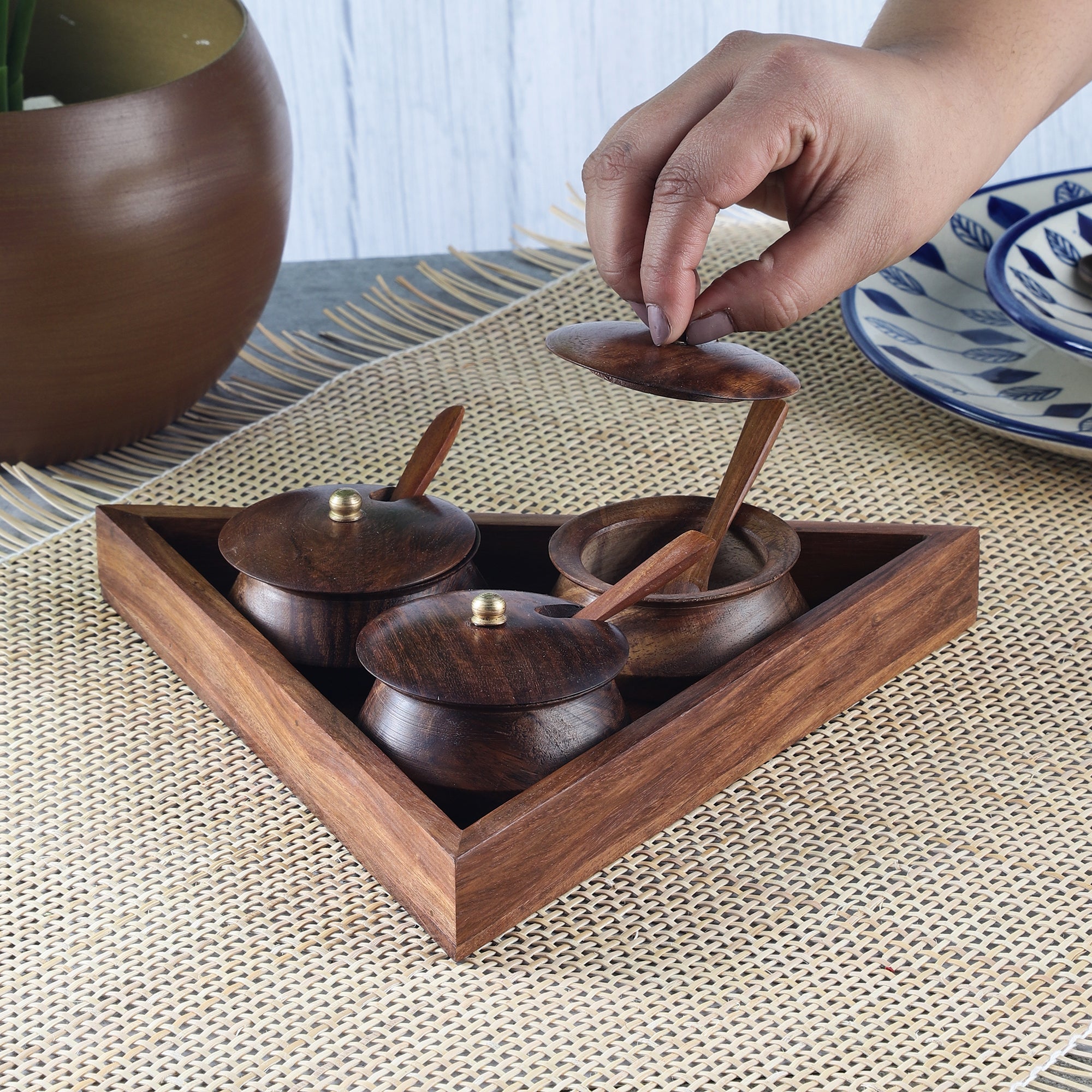 Wooden Small Serving Katori- Set of 3 – The Decor Mart