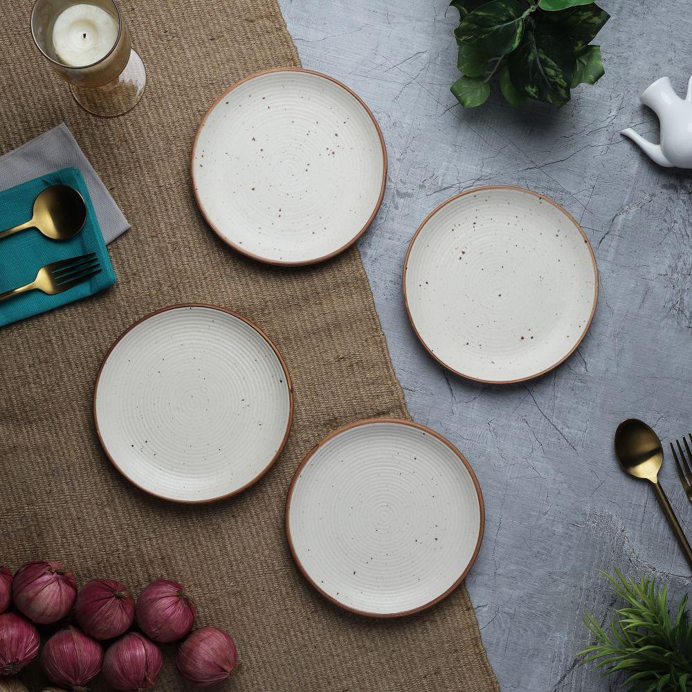 Ceramic Aesthetic Beige Dinner Plate- Set of 4 – The Decor Mart