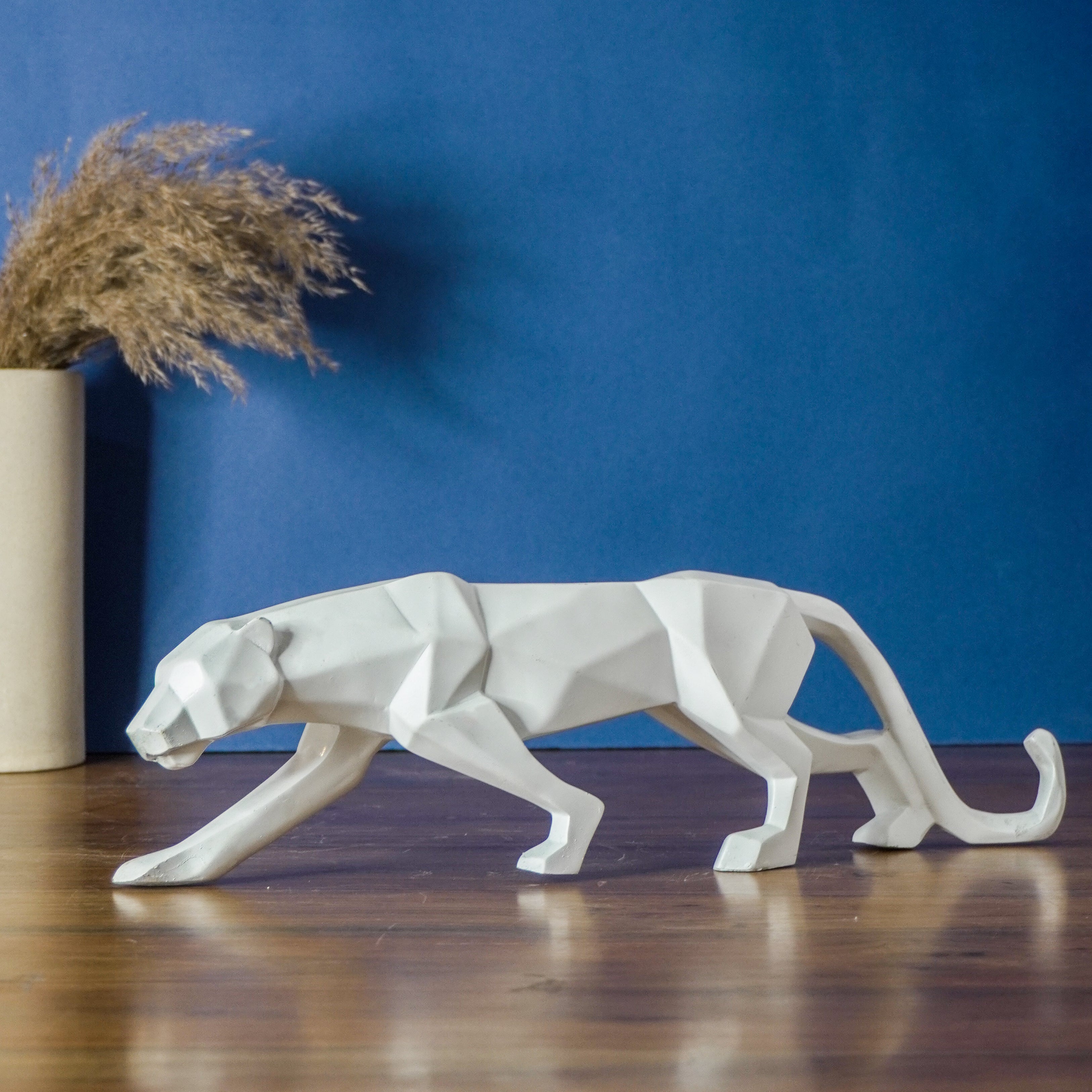 Cubism Art White Geomtric Leopard Statue – The Decor Mart
