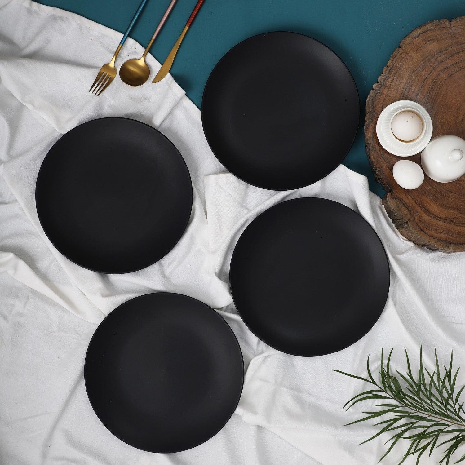 Ceramic Matte Black Dinner Plate- Set of 4 – The Decor Mart