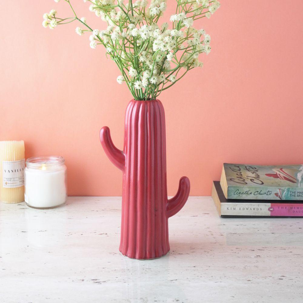 The Red Cactus Ceramic Vase – The Decor Mart