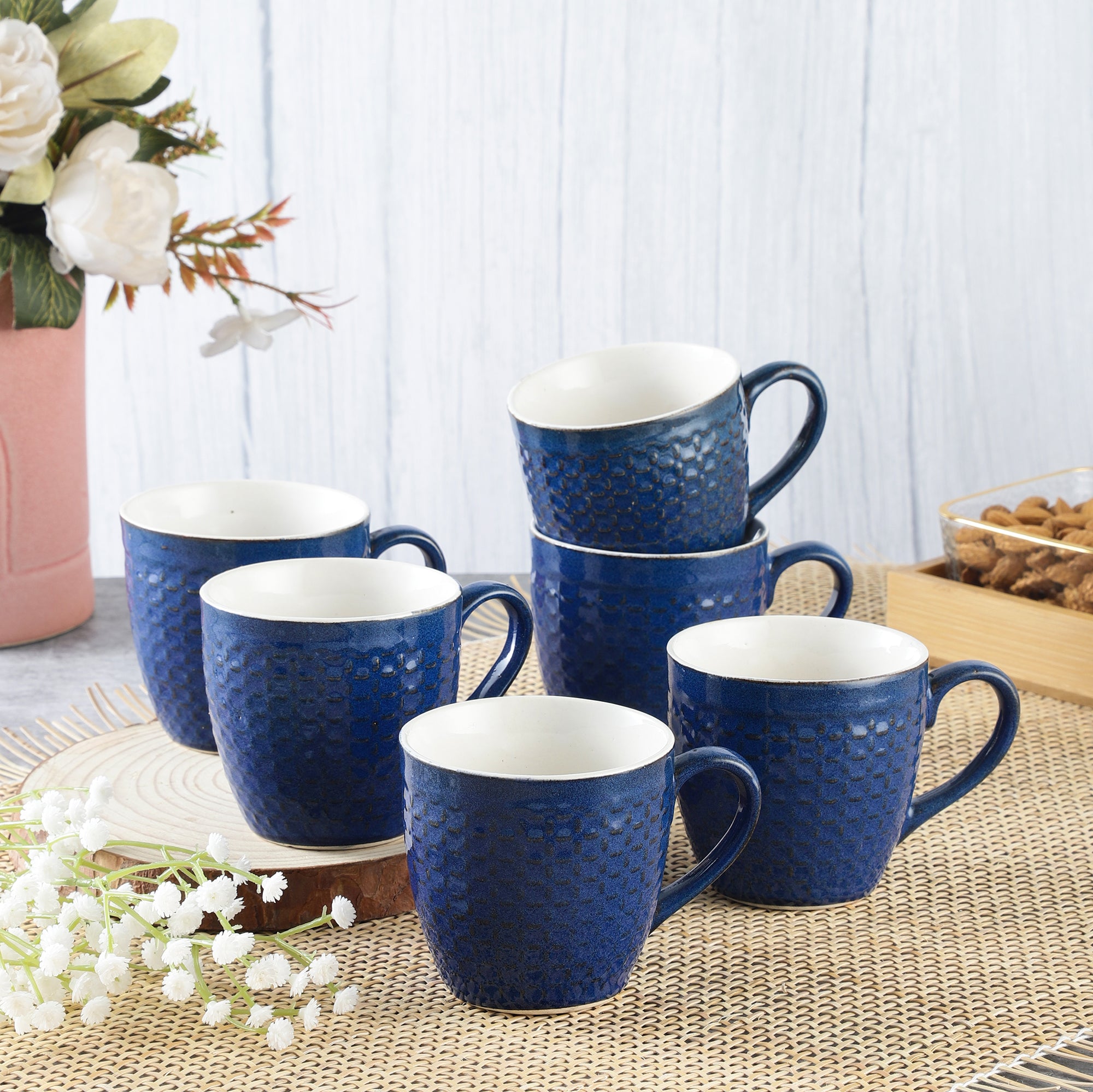Blue Textured Mug (Set of 6) – The Decor Mart