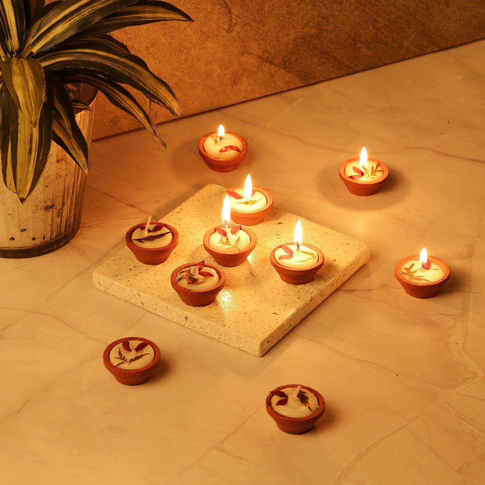 Pressed Flower Diya- Set of 4 – The Decor Mart