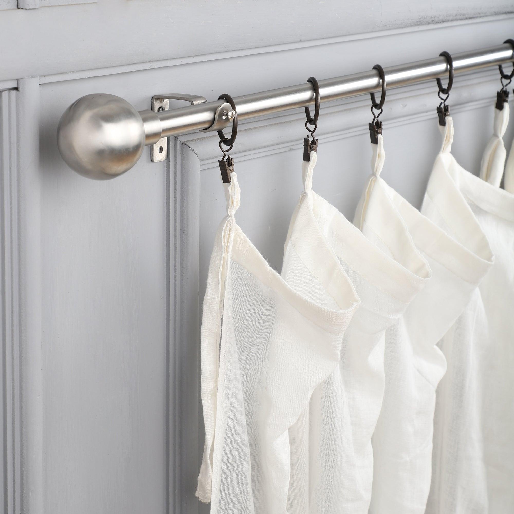 SS Ball Finial Extendable Curtain Rod SS 19MM (Hardware Included) – The ...