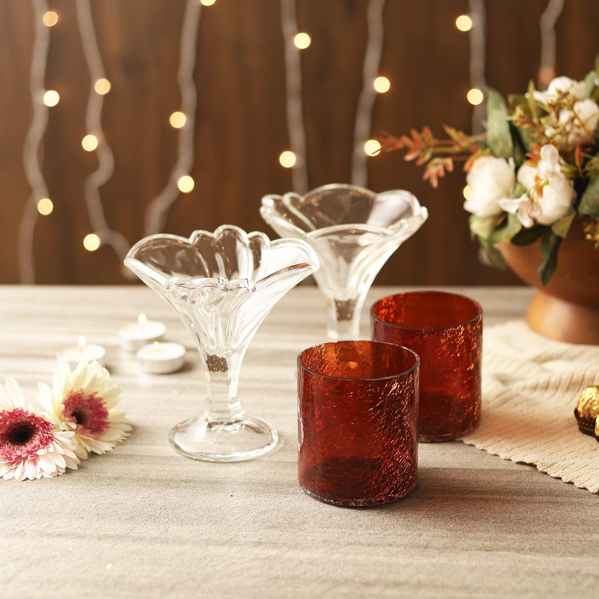 Ice-cream Bowl and Tea Light Combo- Red – The Decor Mart