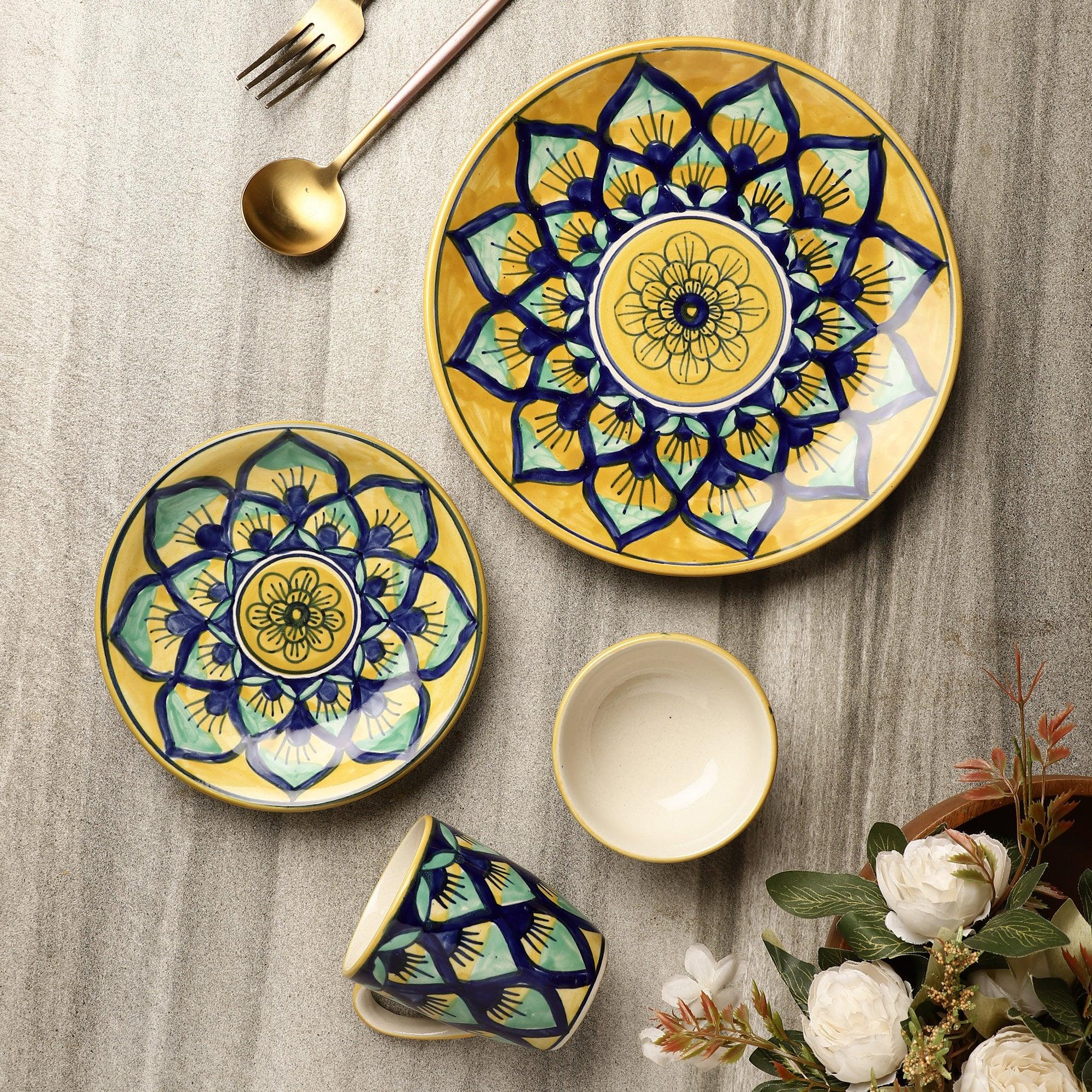 Ceramic Mandala print dinner set – The Decor Mart