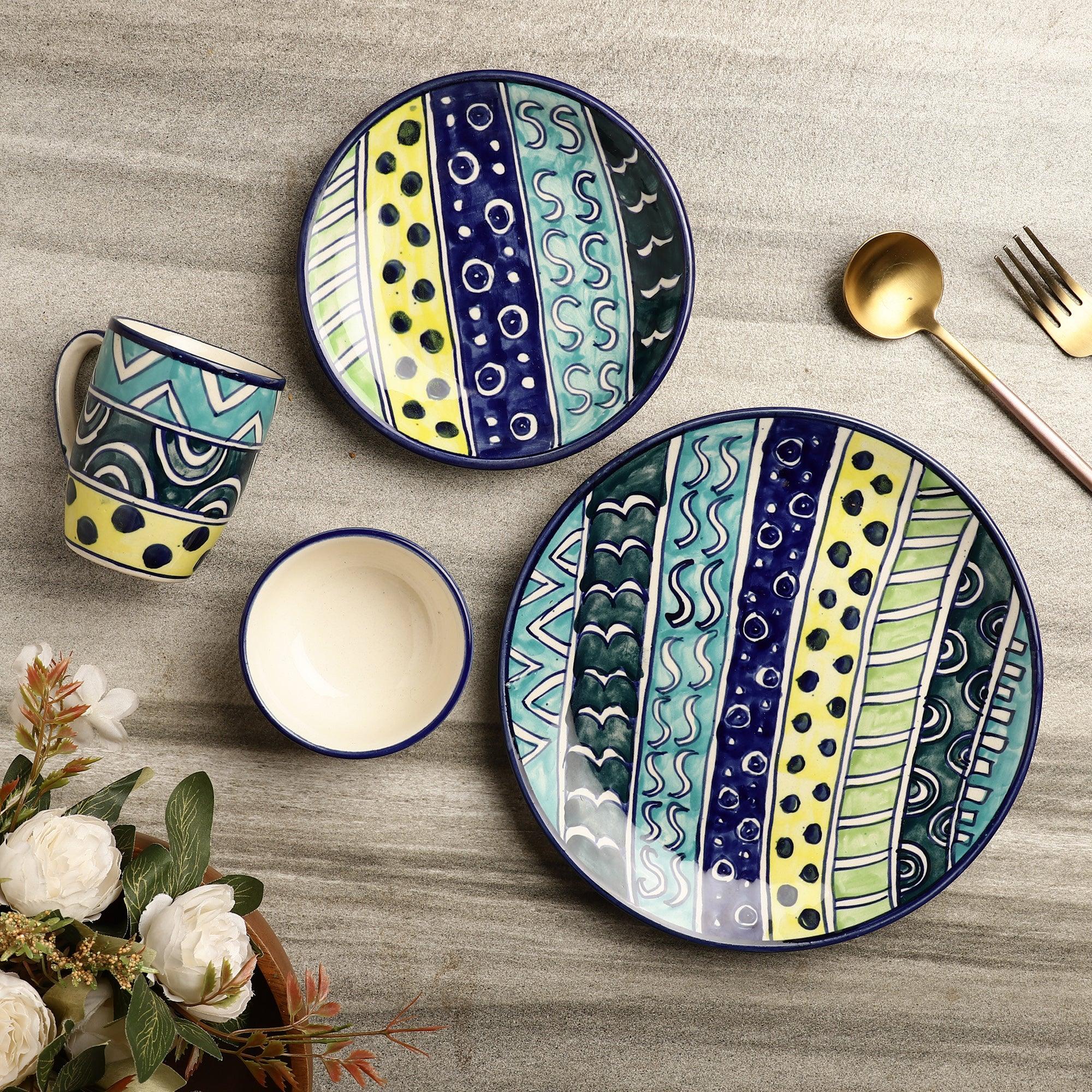 Ceramic Stripped rain dinner set – The Decor Mart