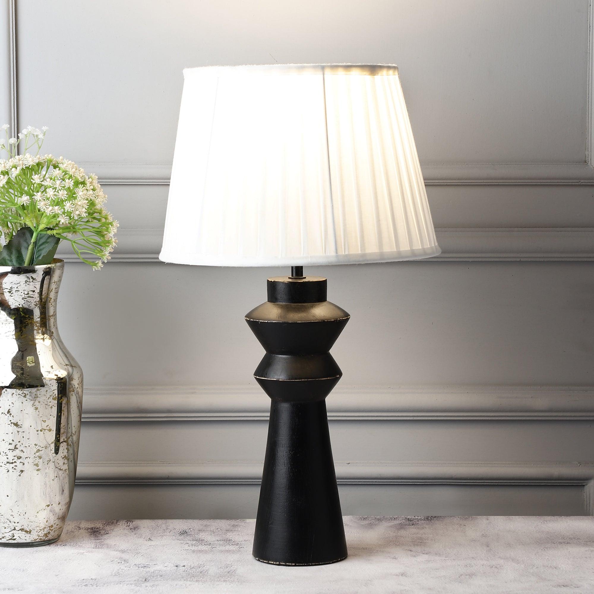 Black Minimal Table Lamp With Pleated Shade (Bulb Included) – The Decor ...