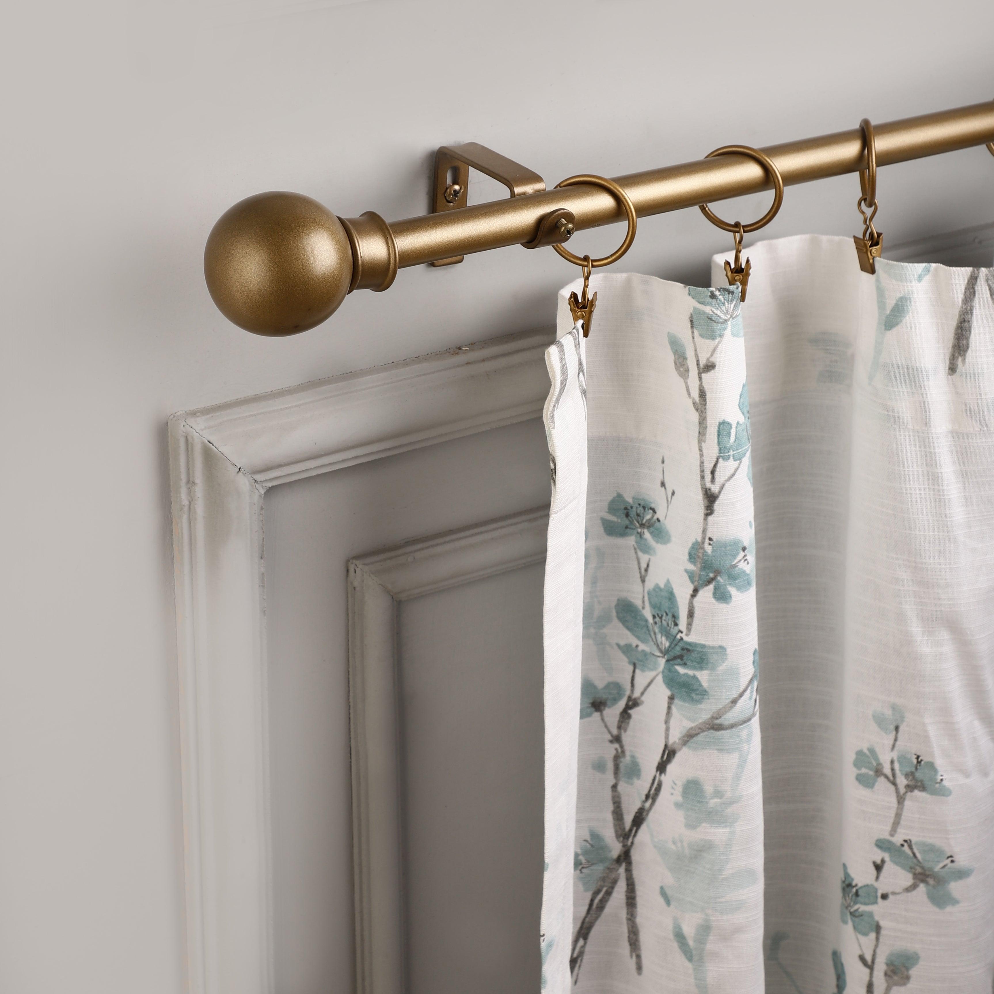 GOLD BALL FINIAL EXTENDABLE CURTAIN ROD GOLD 19MM (HARDWARE INCLUDED ...