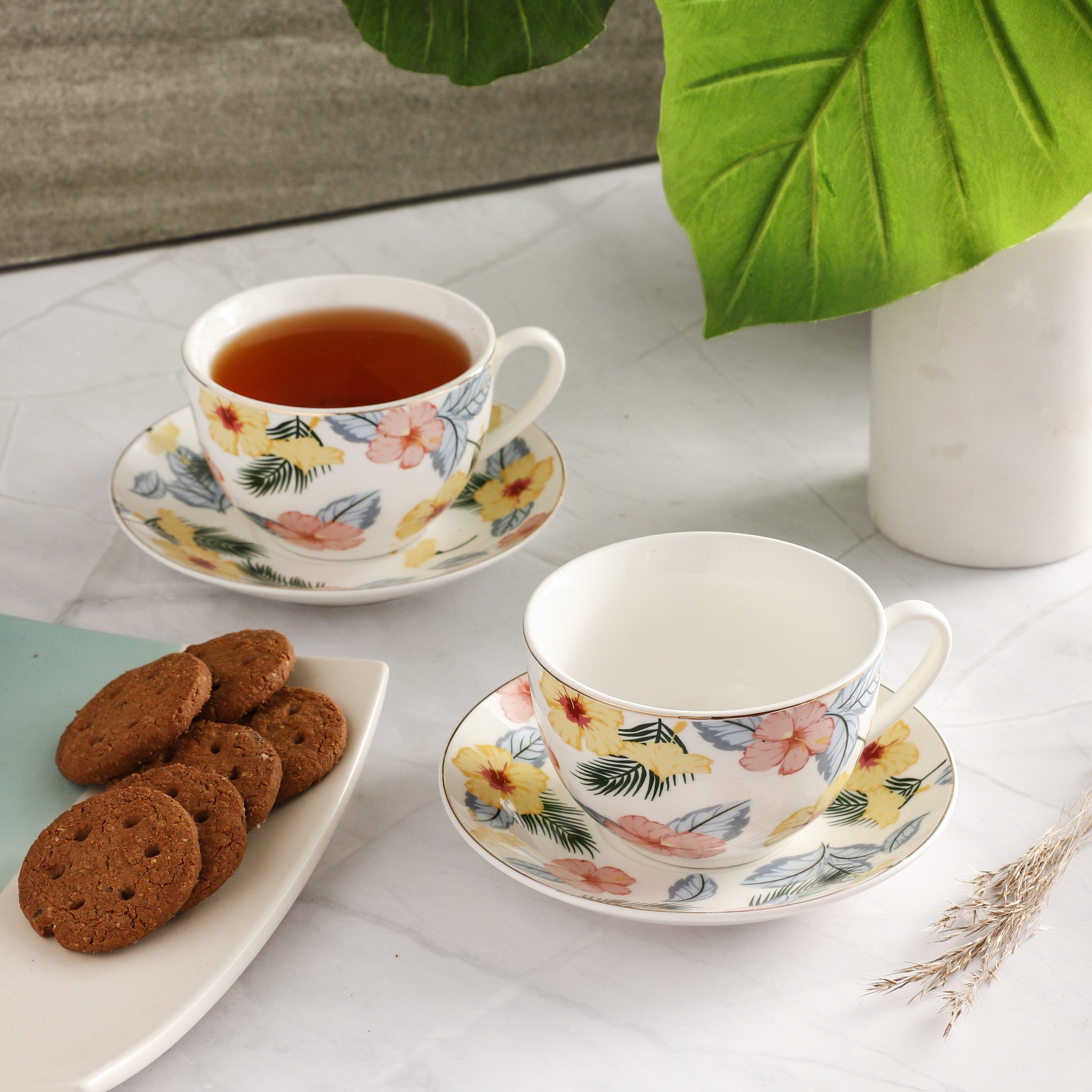 Ceramic Pastel Cup & Saucer- Set of 2 – The Decor Mart