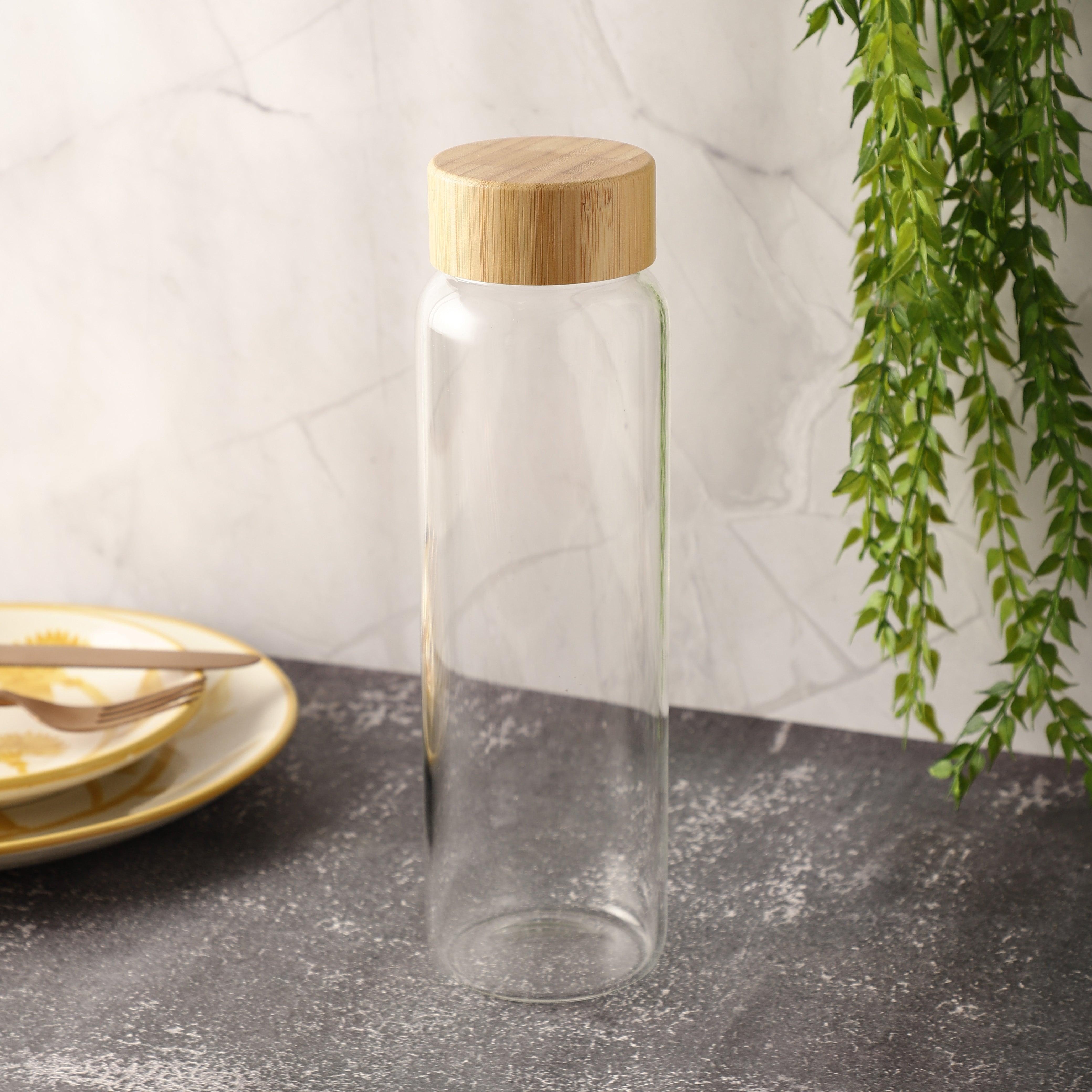 Glass Cylinder Bottle with Wooden Lid – The Decor Mart