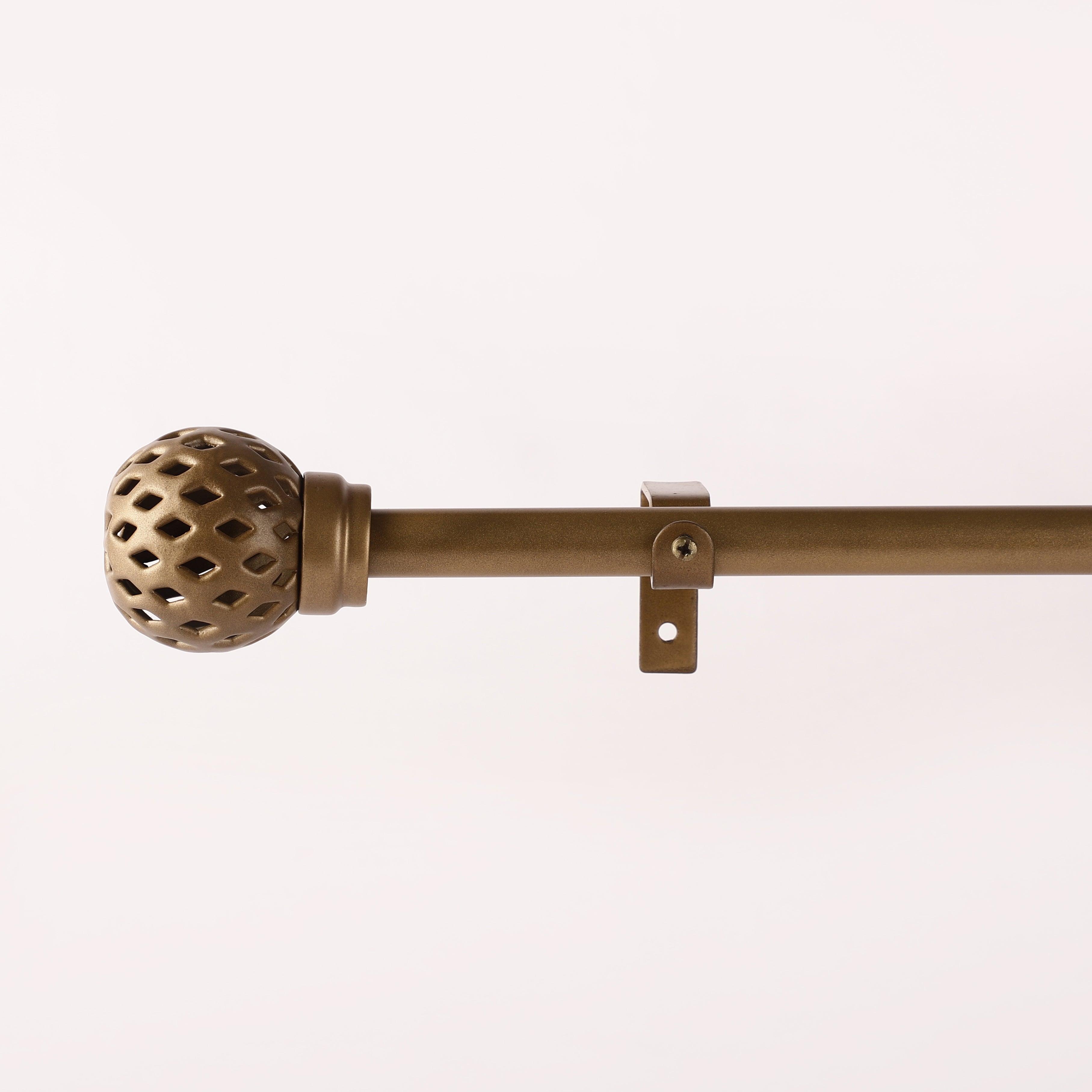 PERFORATED GOLD METAL FINIAL EXTENDABLE CURTAIN ROD GOLD 19MM (HARDWAR ...