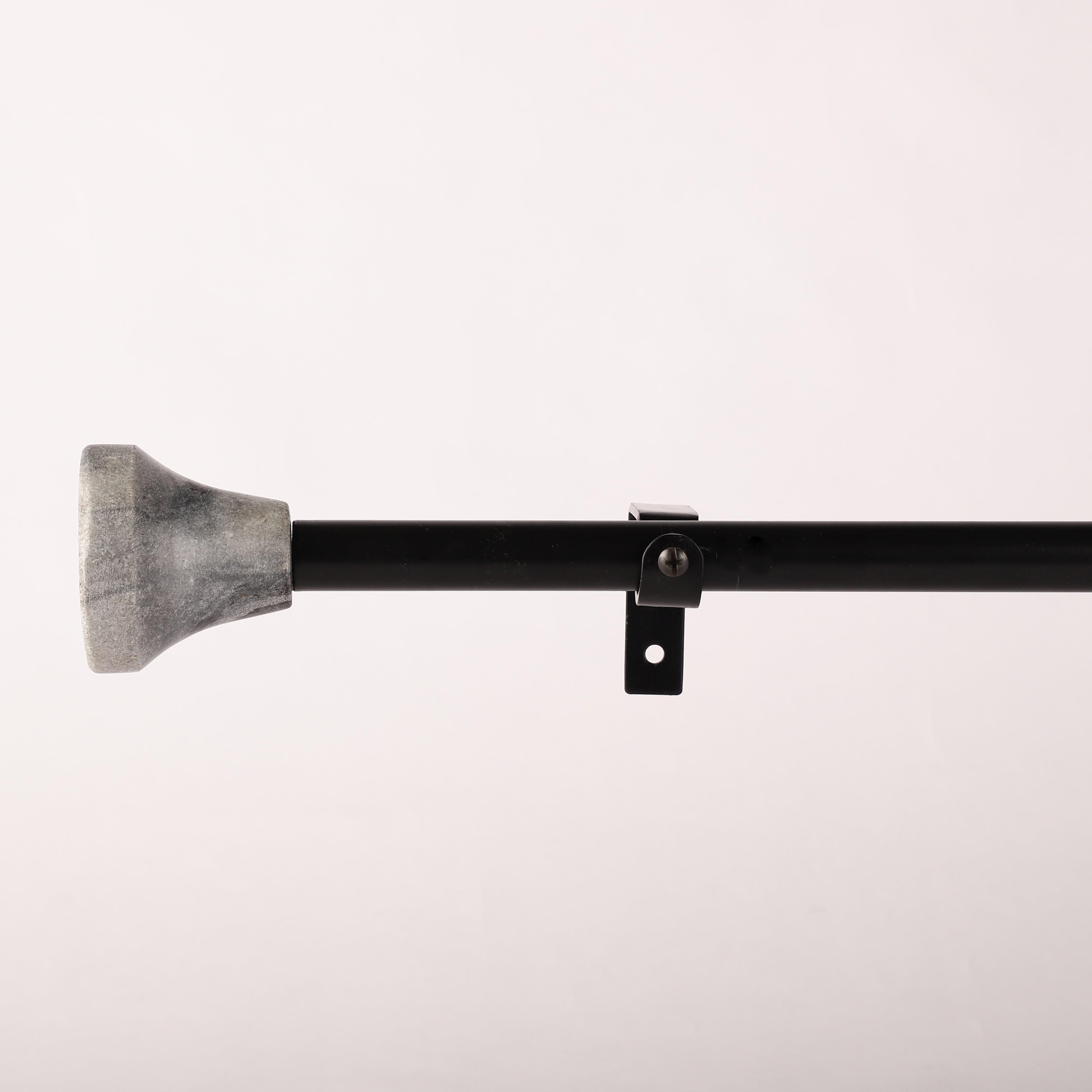 MARBLE HEX FINIAL EXTENDABLE CURTAIN ROD BLACK 19MM (HARDWARE INCLUDED ...