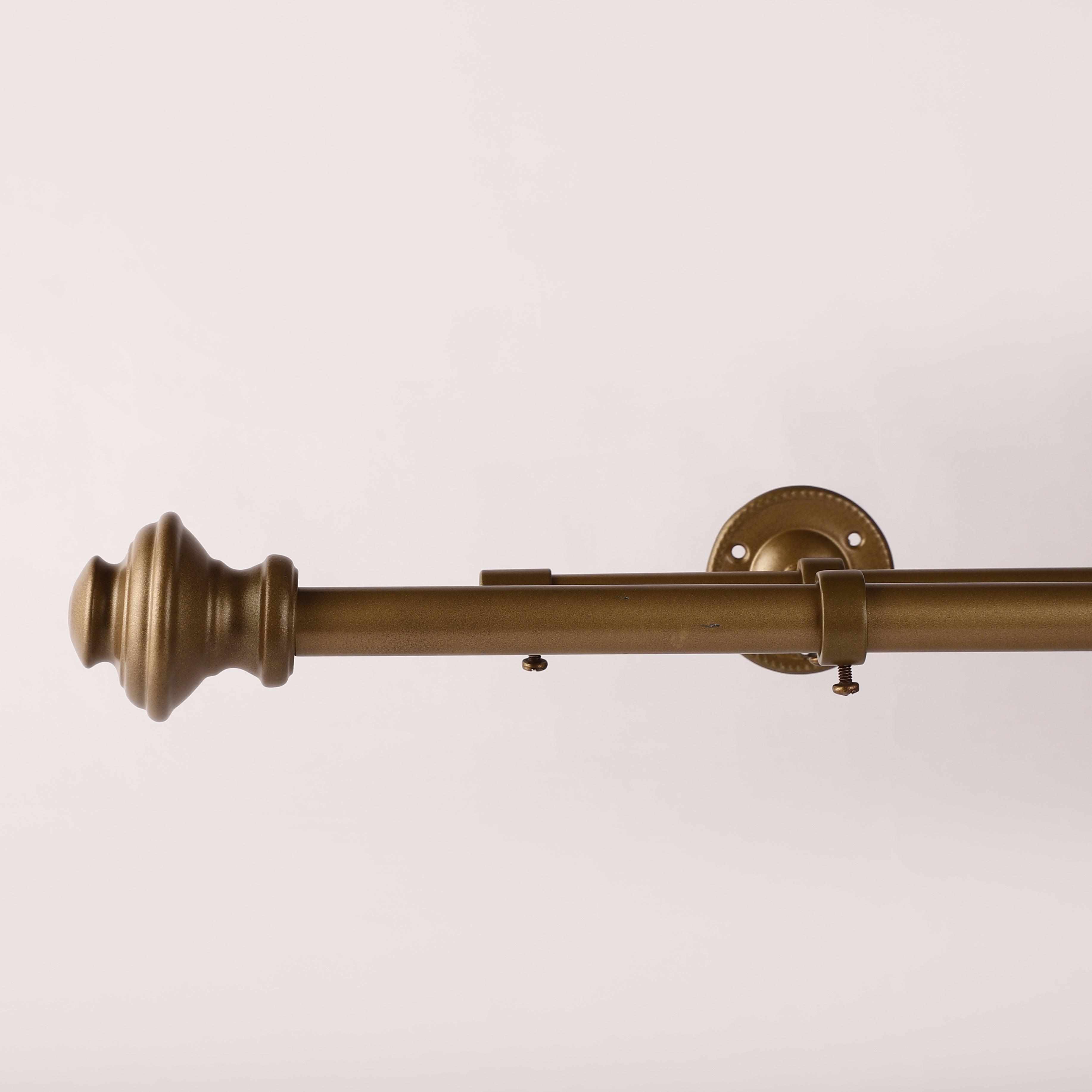 TYPHO GOLD METAL FINIAL EXTENDABLE DOUBLE CURTAIN ROD GOLD 19MM (HARDW ...