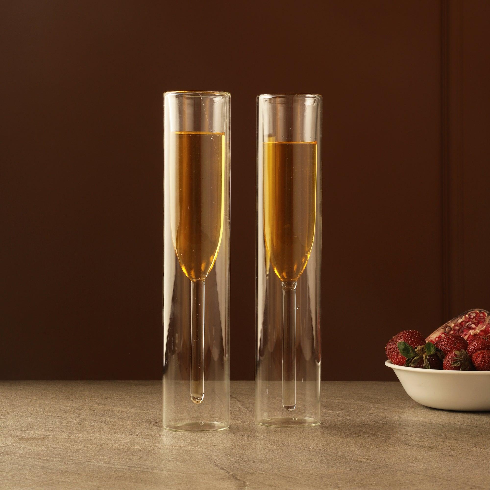 Double Wall Flute Glass- Set Of 2 – The Decor Mart