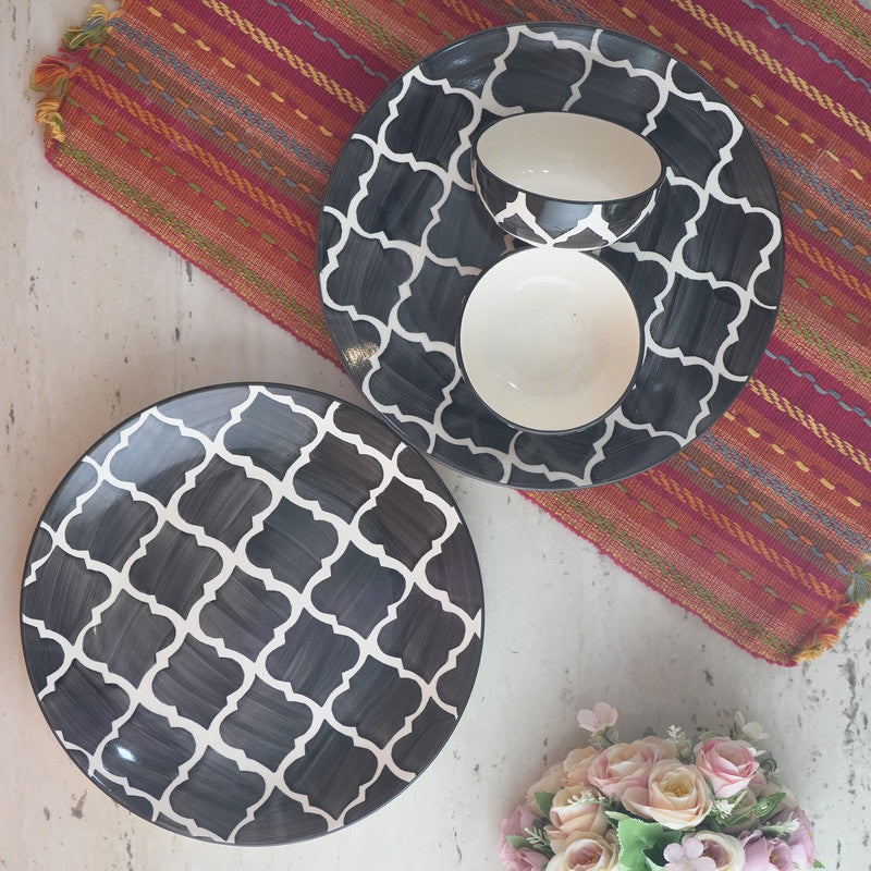 Black Morrocan Dinner Set- Set of 4 – The Decor Mart