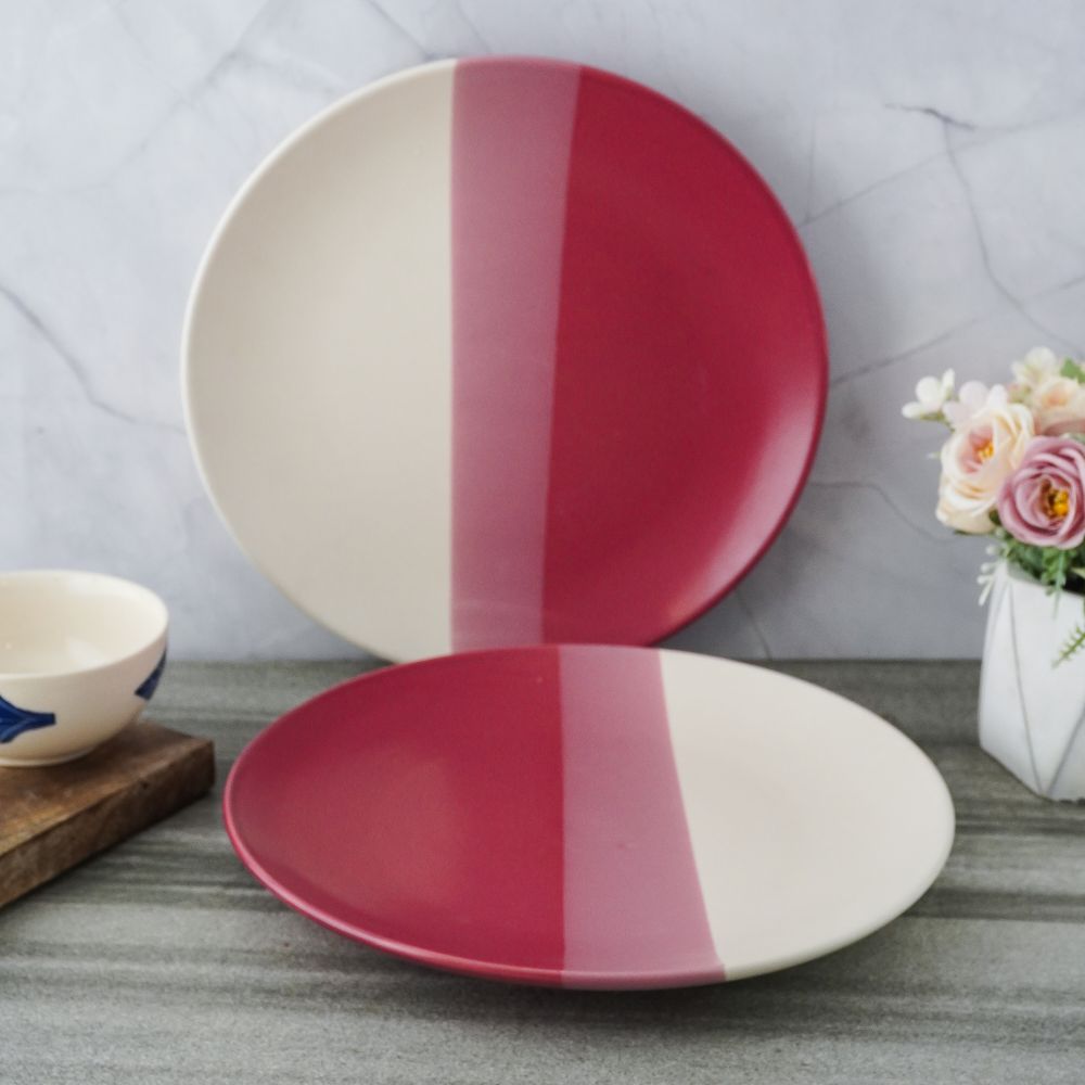 Monochromatic Ceramic Dinner Plates- Set of 2 – The Decor Mart