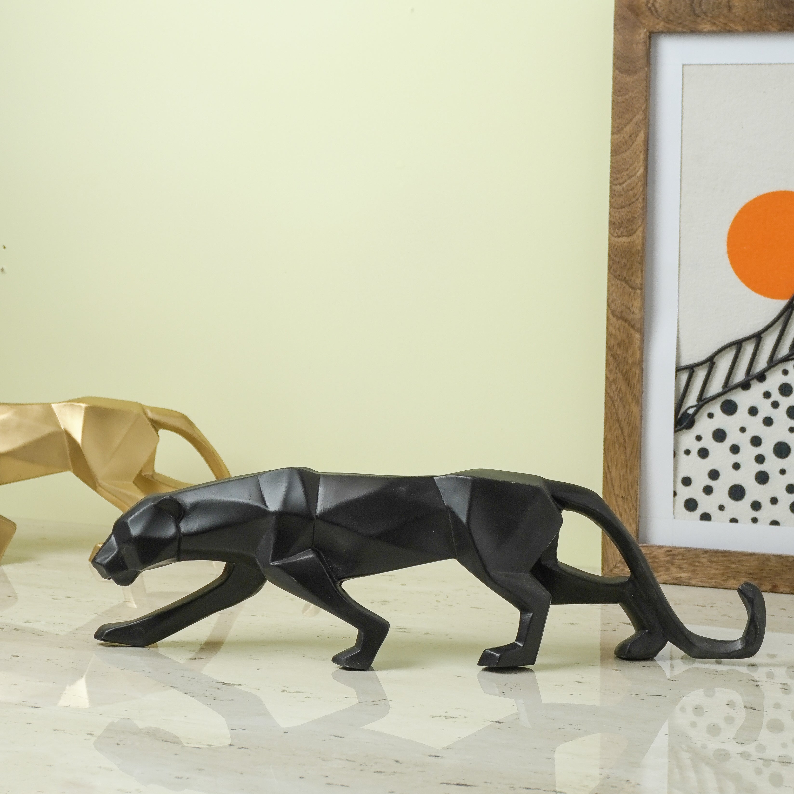 Cubism Art Black Geometric Leopard Statue – The Decor Mart
