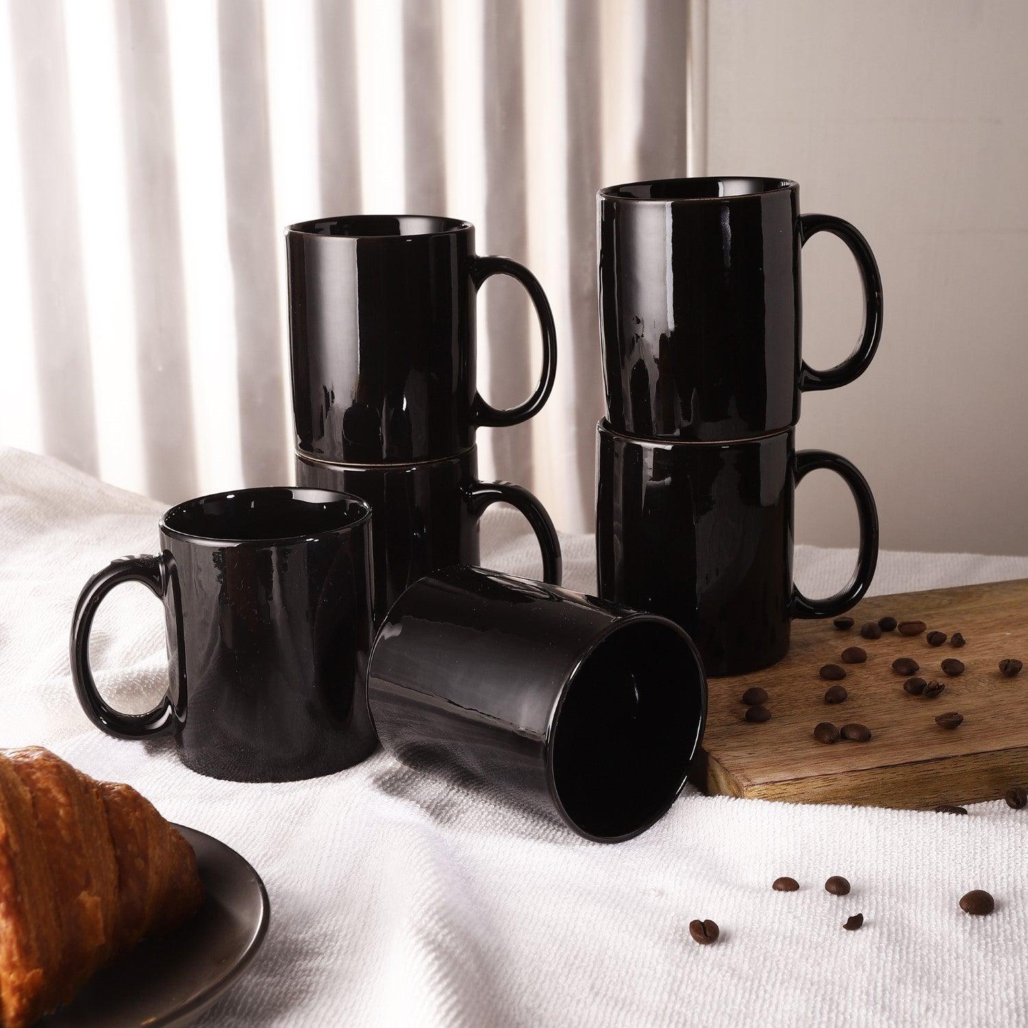 Ceramic Minimal Black Mug - Set of 6 – The Decor Mart