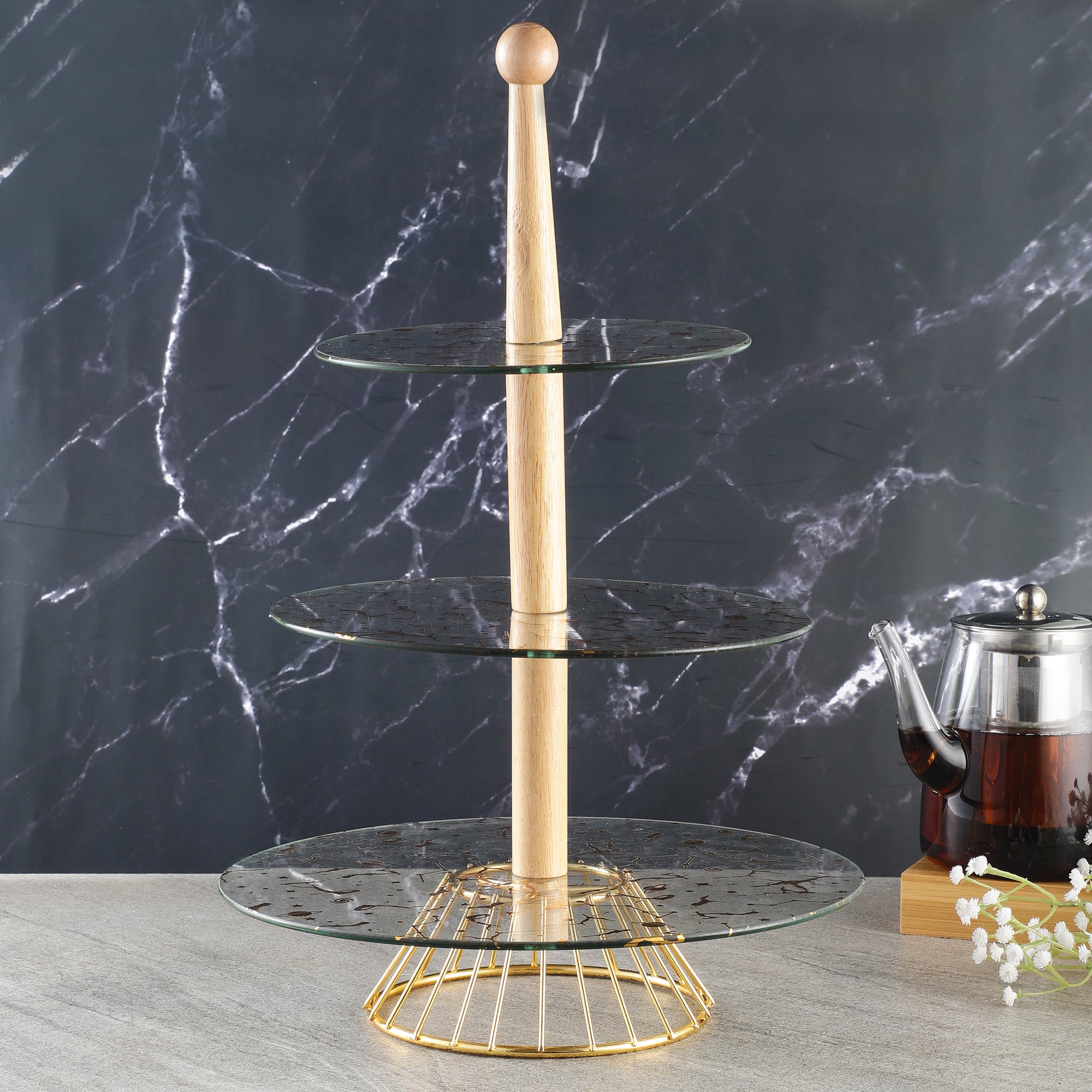 Clear Glass Three-Tier Cupcake Stand – The Decor Mart