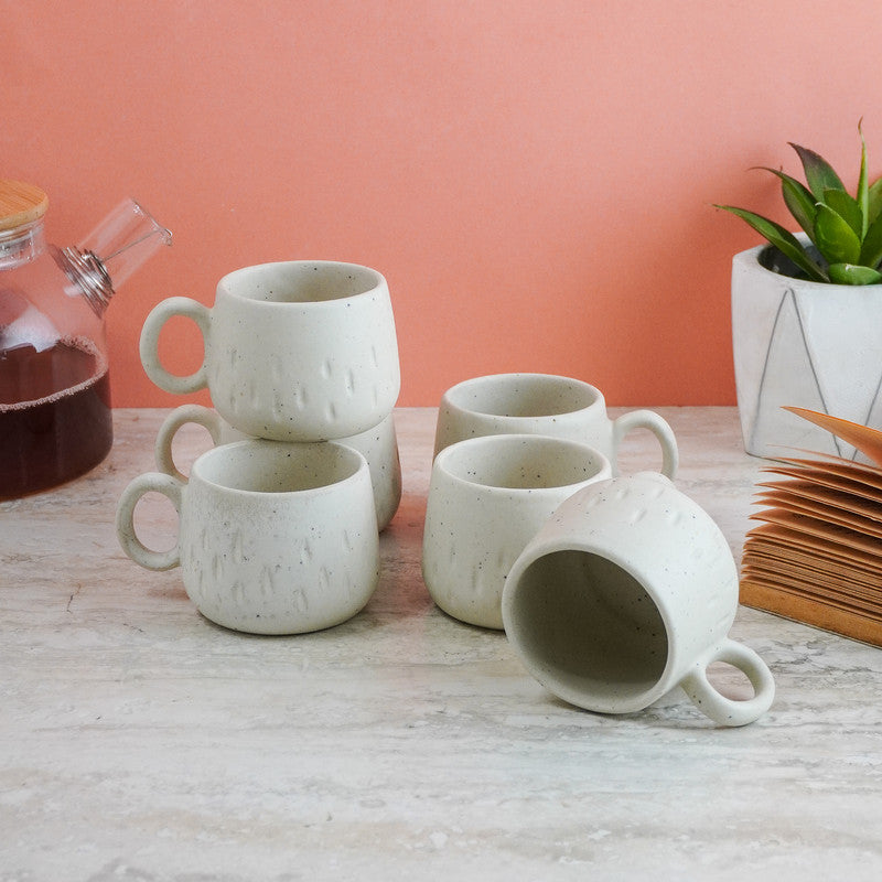 White Luxe Tea Cups- Set of 6 – The Decor Mart