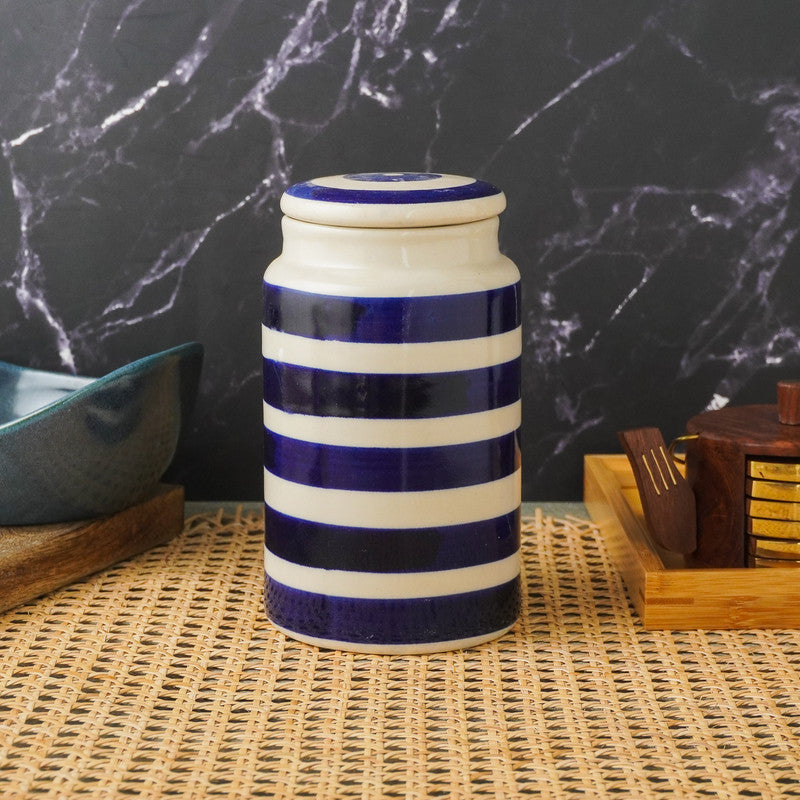 Blue Swatched Ceramic Storage Jar – The Decor Mart