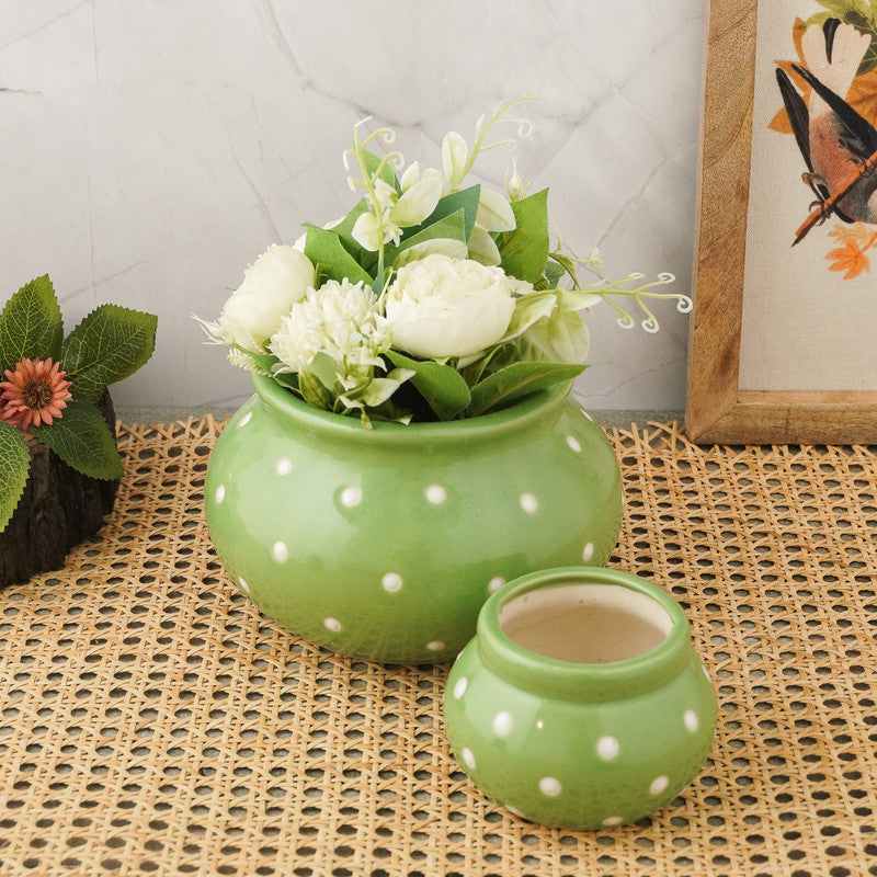 Modern Matka Ceramic Planter- Green – The Decor Mart